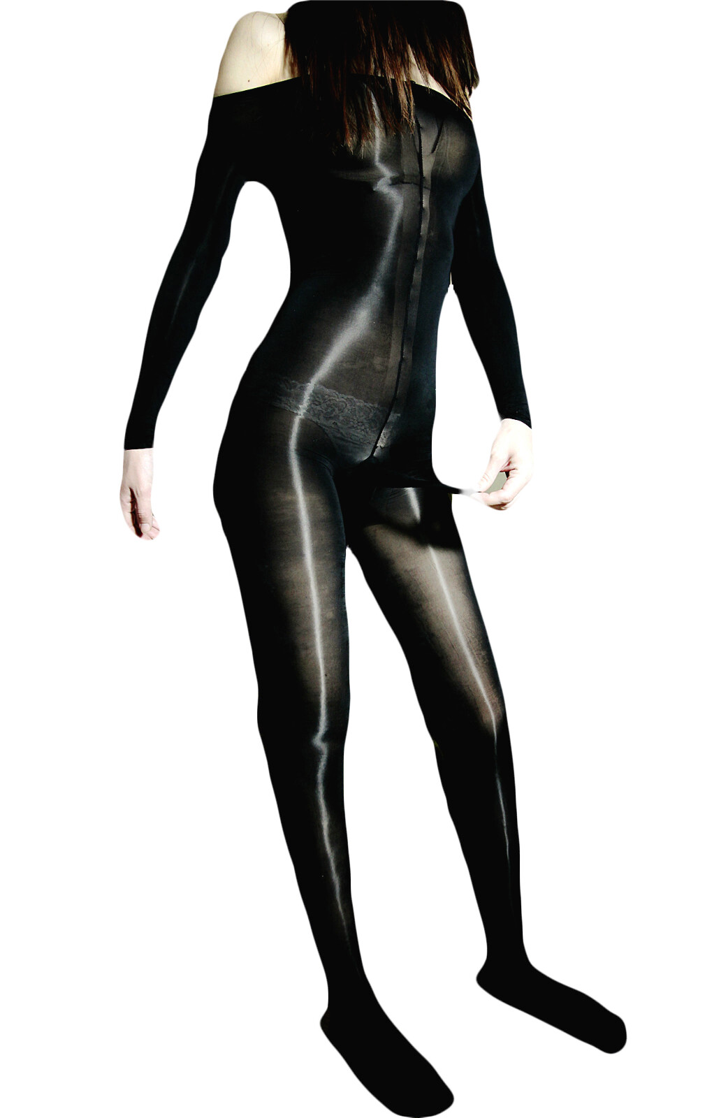 Men 8D Oil Shiny Bodystocking Bodysuit Catsuit Transparent Jumpsuits ...