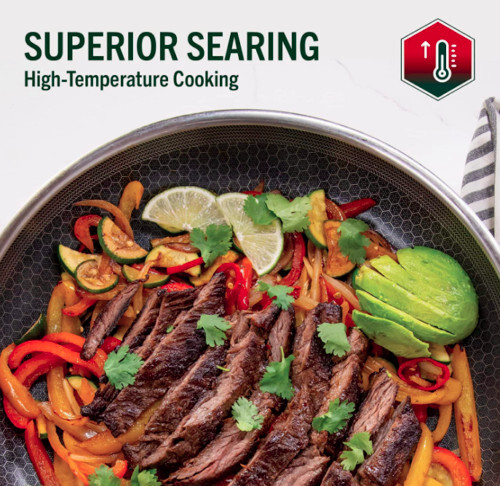 HexClad 6 Piece Hybrid Stainless Steel Cookware Pan Set with Lids ...