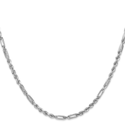 14k White Gold 3.0mm D/C Milano Rope 22 Inch Chain | eBay