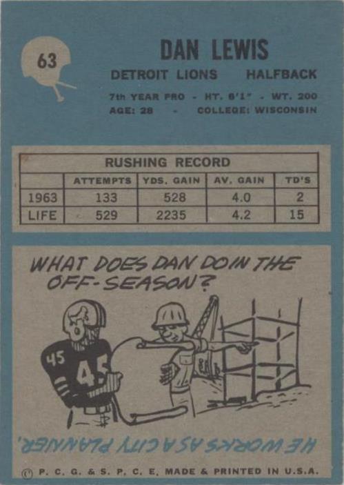 Las mejores ofertas en 1964 Philadelphia Dan Lewis #63 | eBay