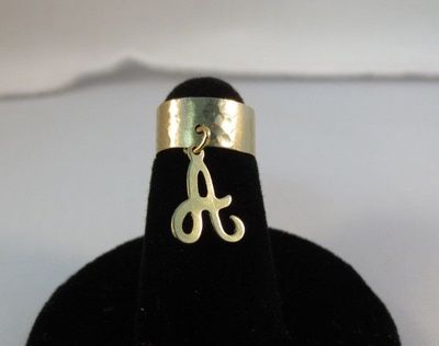 14KT GOLD EP DANGLE INITIAL A TOE RING IN A HAMMERED RING | eBay