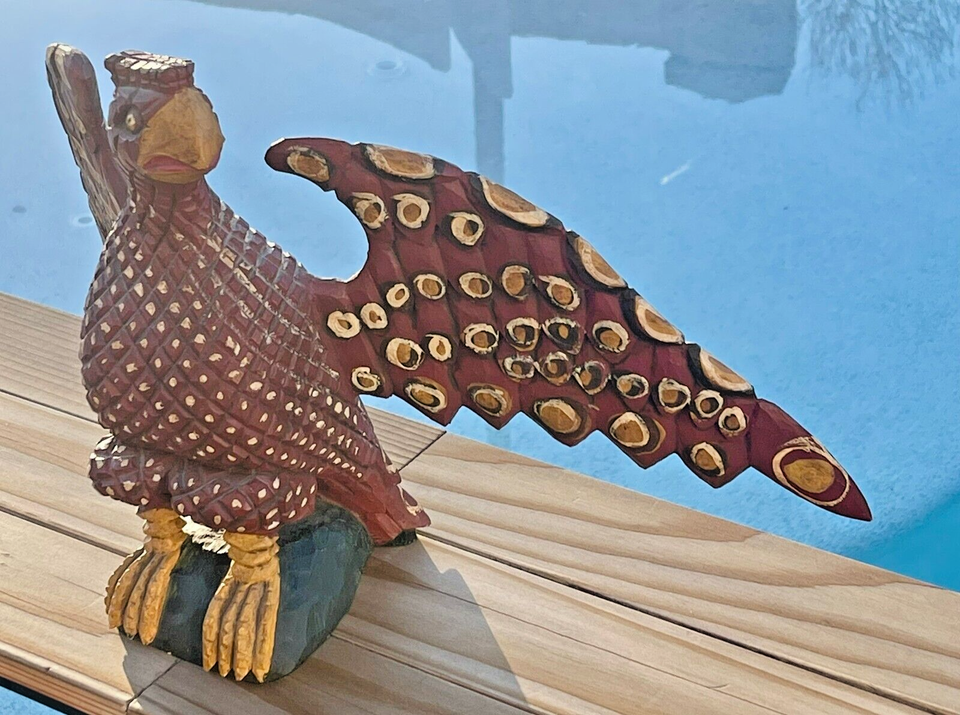 Daniel & Barbara Strawser Folk Art Carved Eagle ~ Signed and dates on ...