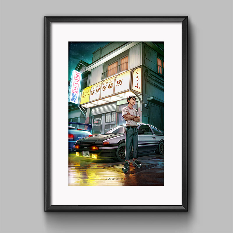 INITIAL D - Bunta Legend AE86 Trueno GC8 Sti Poster Print 12x18" Fan ...