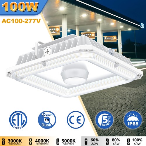 100 Watt Gas Station LED Canopy Lights With Built-in Photocell 3000K ...