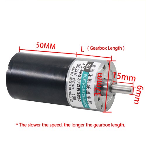 37mm Micro Brushless Gearmotor Metal Gear Box Motor DC 12V/24V 5-600RPM ...