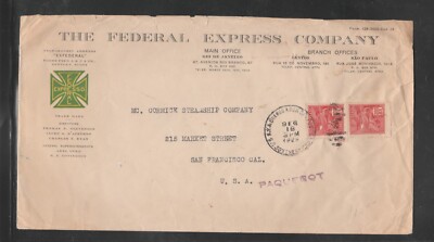 Federal Express Paquebot Cover to McCormick Steam Ship Co. Argentina to ...