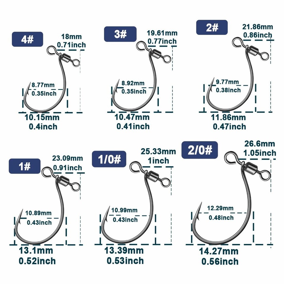 9KM Drop Shot Hooks with Swivel Soft Lure Hooks Worm Hooks for Bass ...