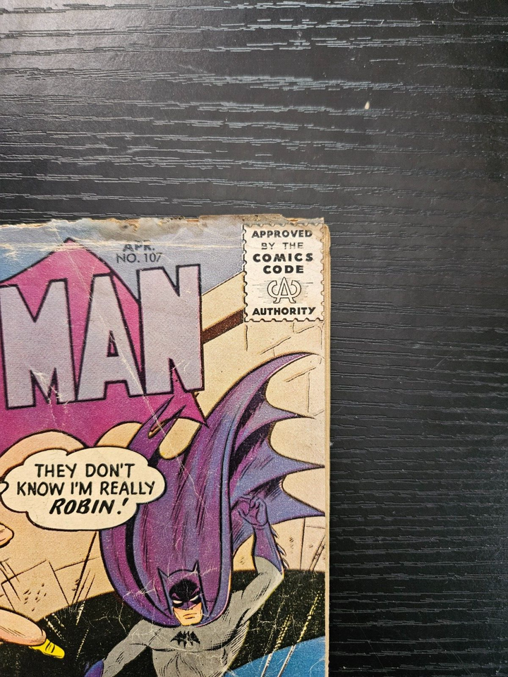 Batman #107, DC Comics 1957 Bill Finger story. Early Silver Age Batman ...