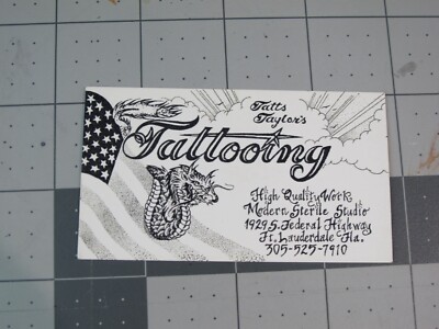 vtg Tattoo business card - Tatts Taylor Tattooing Ft Lauderdale FL D | eBay
