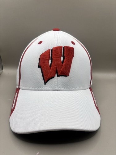 Wisconsin Badgers Hat Cap Flex Fit Sz Large XL White Red Adidas NCAA | eBay