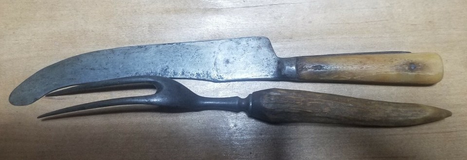 Primitive Civil WAR Era 2 PRONG FORK / Knife muzzleloader Black powder ...