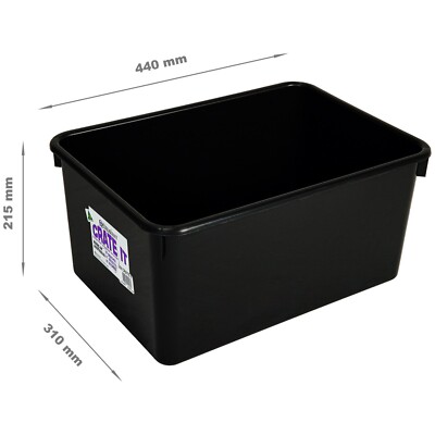 5x Large Heavy Duty 20L Black Plastic Basin Tub Containers Storage ...