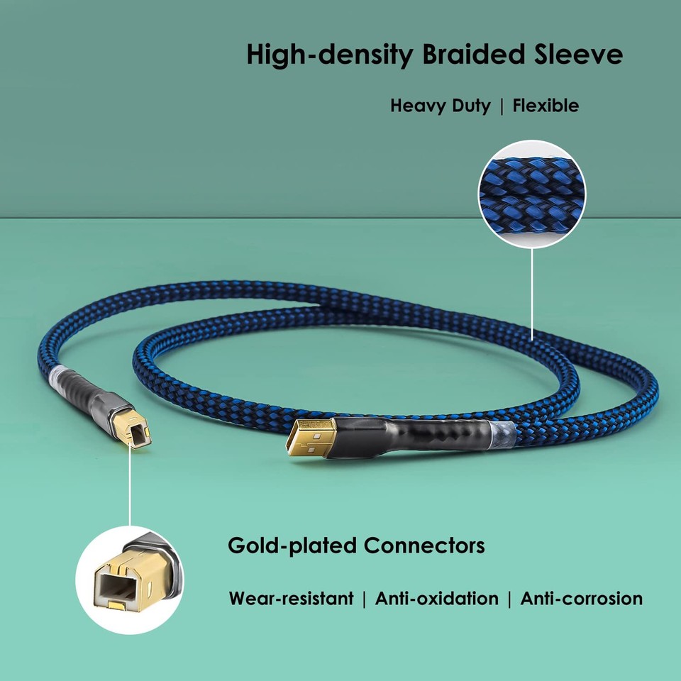 Hifi Usb Cable Dac Ab Occ Digital Ab Audio A To B High End 6.6ft/2 ...