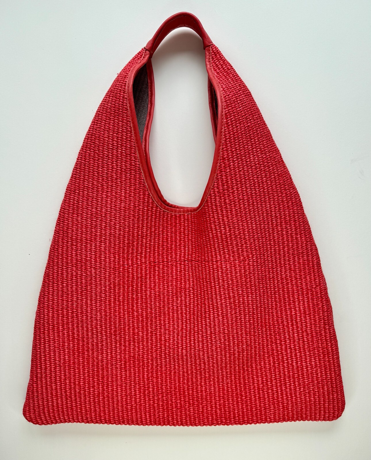 Arron Large Red-Orange Raffia Hobo Bag Handmade in Italy, 17" W x 12"T ...