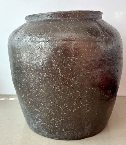 Vintage Handmade Glazed Asian Terracotta Food Storage Jar Urn With ...