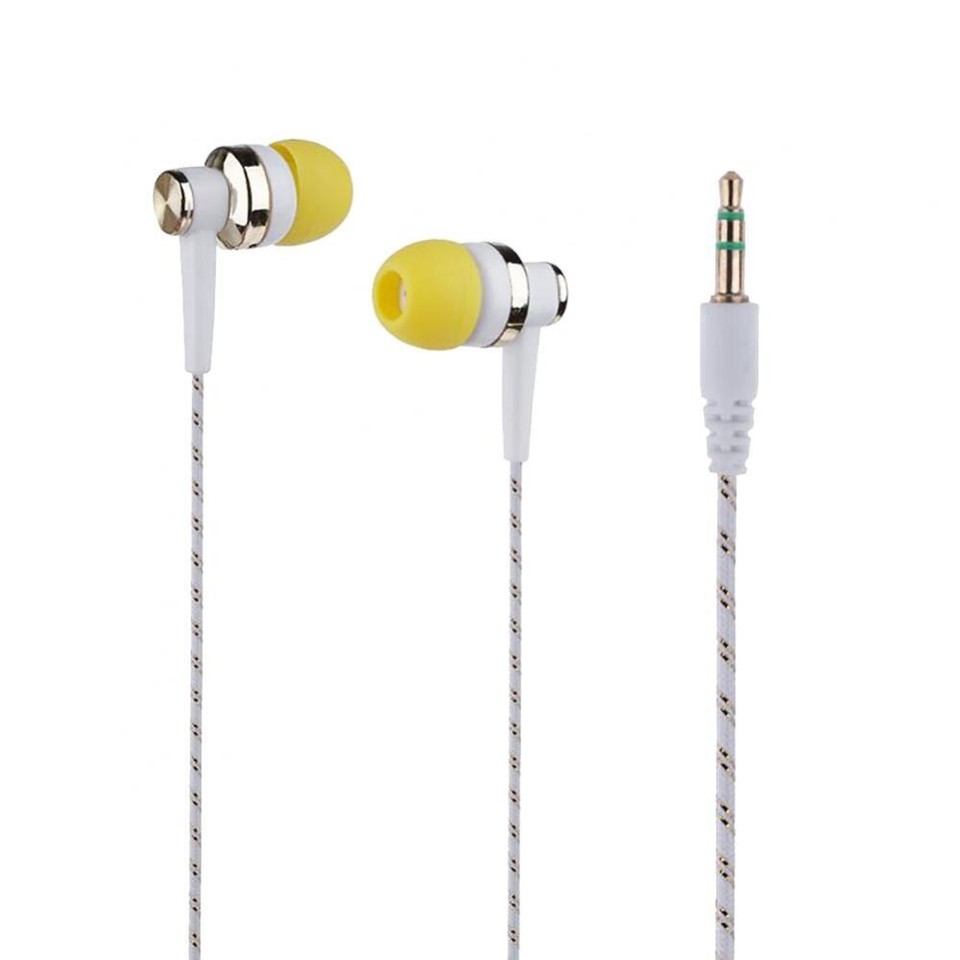 Sealed Earbuds Tangle-Free Braided Cable Cord Wire Extra Bass Silicone ...