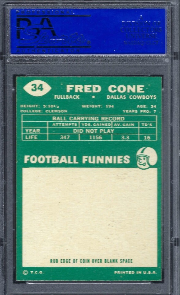 1960 Topps FB #034 PSA 8 Fred Cone Cowboys 34 Centered! | eBay