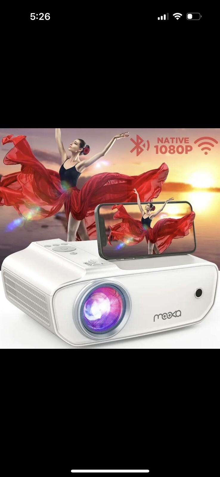 MOOKA BL69 1080P WiFi Projector- White (DPPJ1065) for sale online | eBay