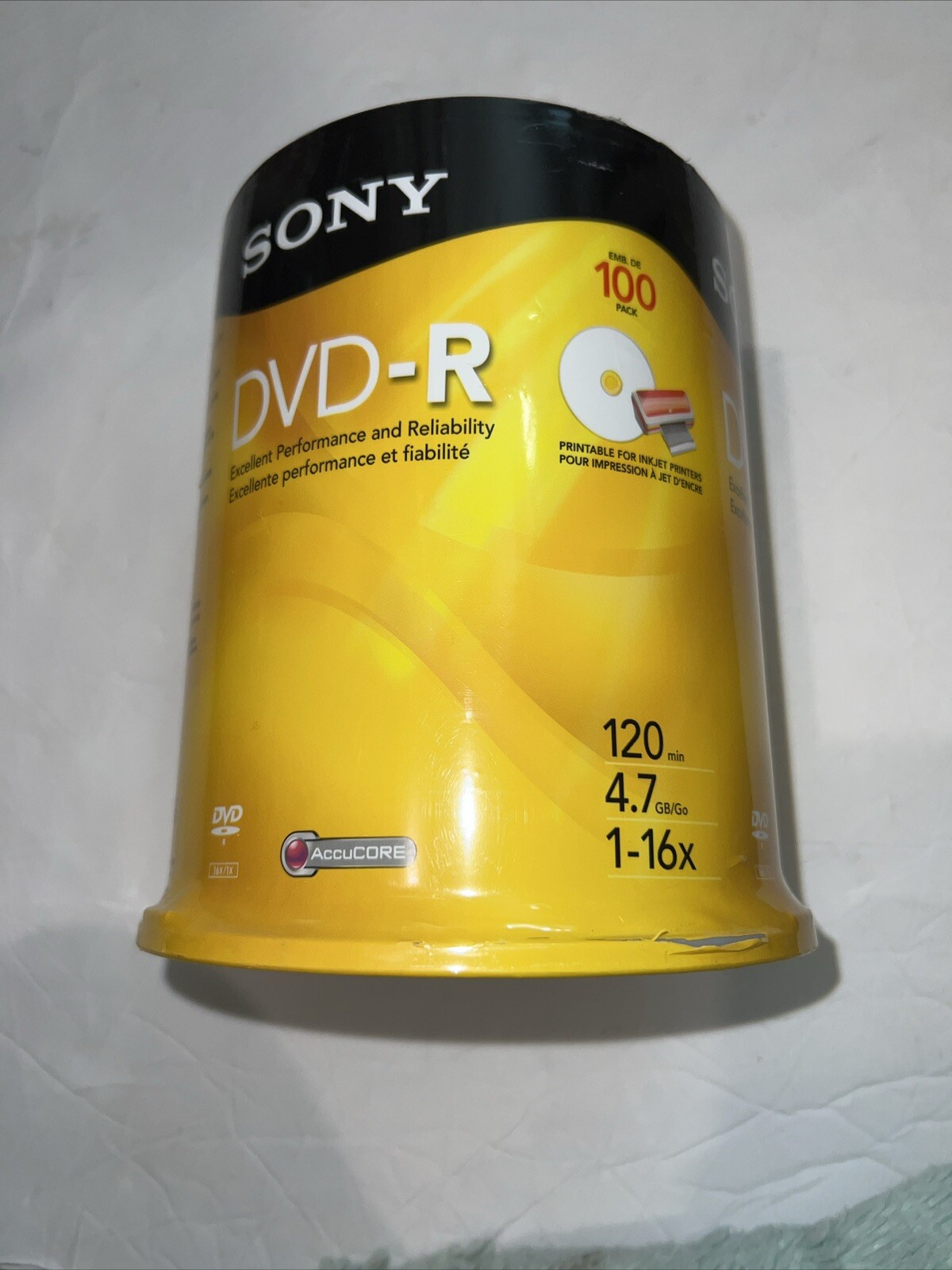 SONY DVD-R 4.7GB 100 Pack 120min 4.7GB 1-16X Optical Media Storage ...