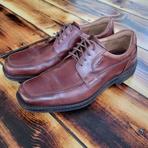 ECCO Seattle Apron Bicycle Toe Tie Oxford Brown Leather Shoes Men's ...