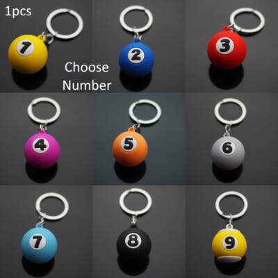1x Billiards Table Silicone Pool Ball Keychain Player Gift - Choose #'s ...