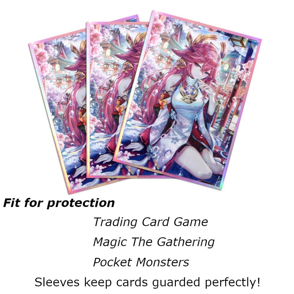 Yae Miko Holographic Card Sleeves 67x92mm 60PCS Trading Cards MTG TCG ...