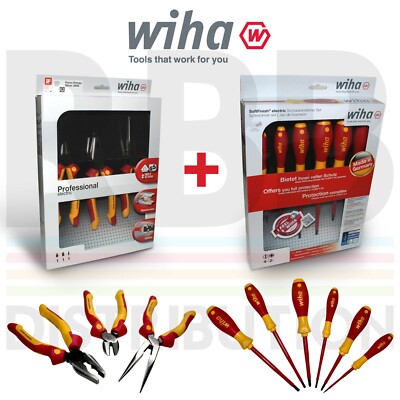 Wiha Screwdriver Pliers Cutter SL PZ Set Electricians 1000v VDE 9Pcs ...