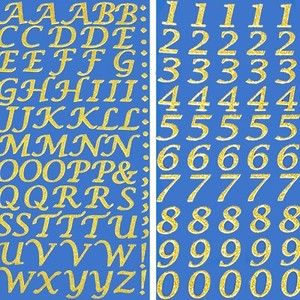 GLITTER GOLD Self Adhesive Craft Alphabet LETTER/NUMBER Stickers Card ...