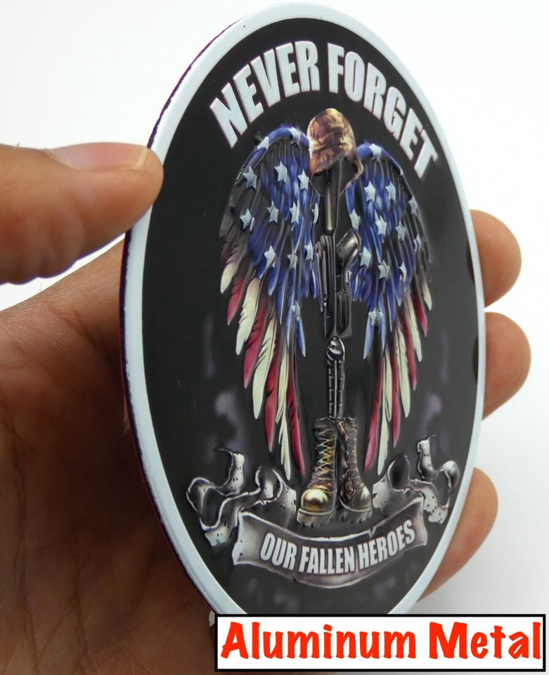 ALUMINUM VETERAN Fallen Heroes Stickers Military Decals Car Emblem 3.5 ...