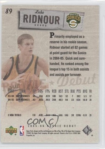 2005-06 Upper Deck Rookie Debut Luke Ridnour #89 | eBay