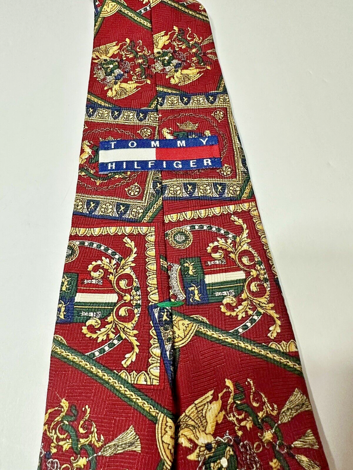 Tommy Hilfiger Red Men's Vintage Necktie w/Shield & Crest Logo (Made in ...