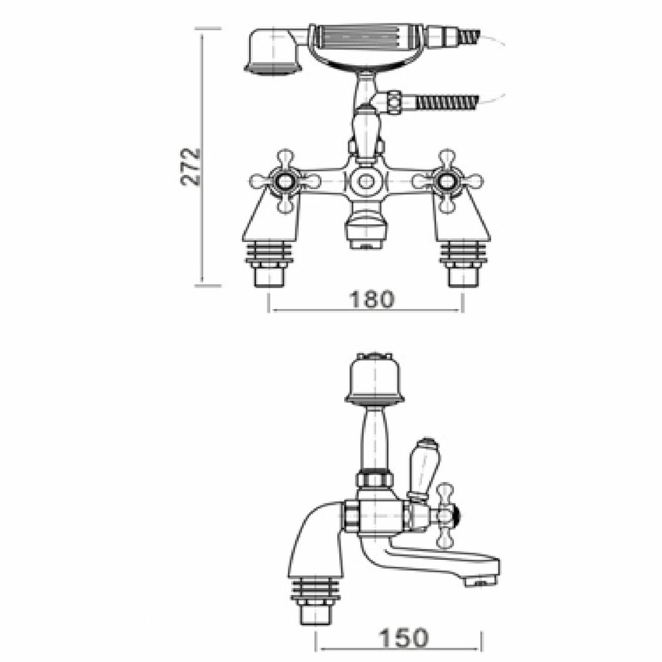 Traditional Freestanding Tap Large HS With Cross Head Handles & Round ...
