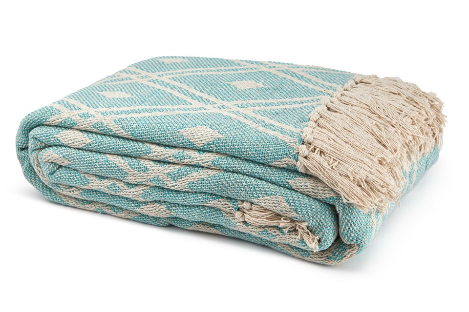 100% Cotton Woven Diamond Geometric Scandi Sofa / Bed Throw in 4 ...