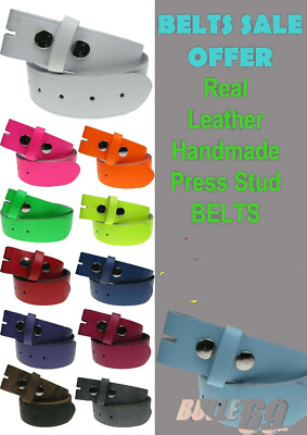 Press Stud Popper 40mm Belt Mixed 100% Real Leather Belts Handmade In ...