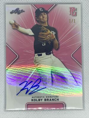 2021 LEAF PERFECT GAME PINK PAPER REFRACTOR KOLBY BRANCH RC AUTO # 1/1 ...
