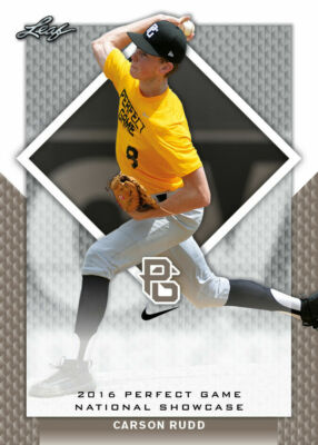 CARSON RUDD 2016 LEAF "PERFECT GAME" SHOWCASE ALL-AMERICAN ROOKIE CARD ...