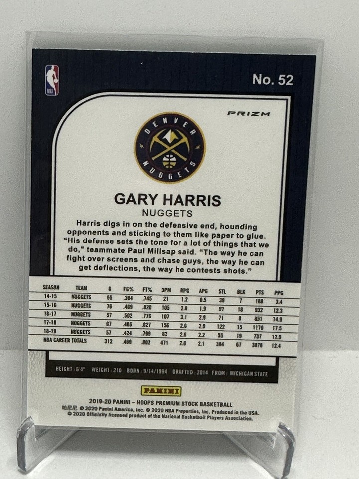 2019-20 NBA Hoops Premium Stock Green Prizm Gary Harris Denver Nuggets ...