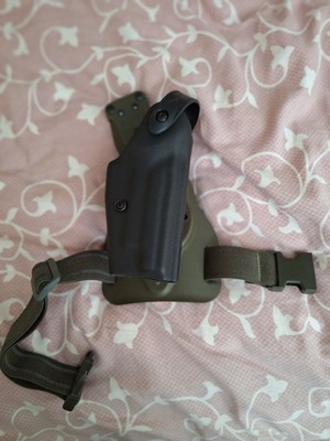 G Code DLS with RTI down strap (drop leg) RTI OD Green with OSH holster ...
