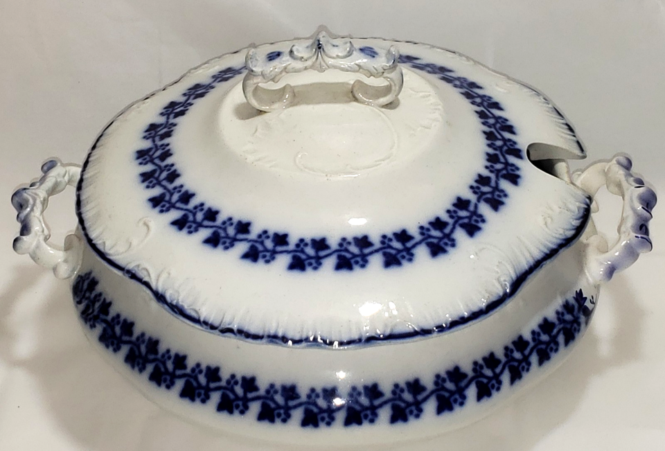 Antique Flow Blue Crown Semi Porcelain Wm Adams Co England Tureen Circa ...