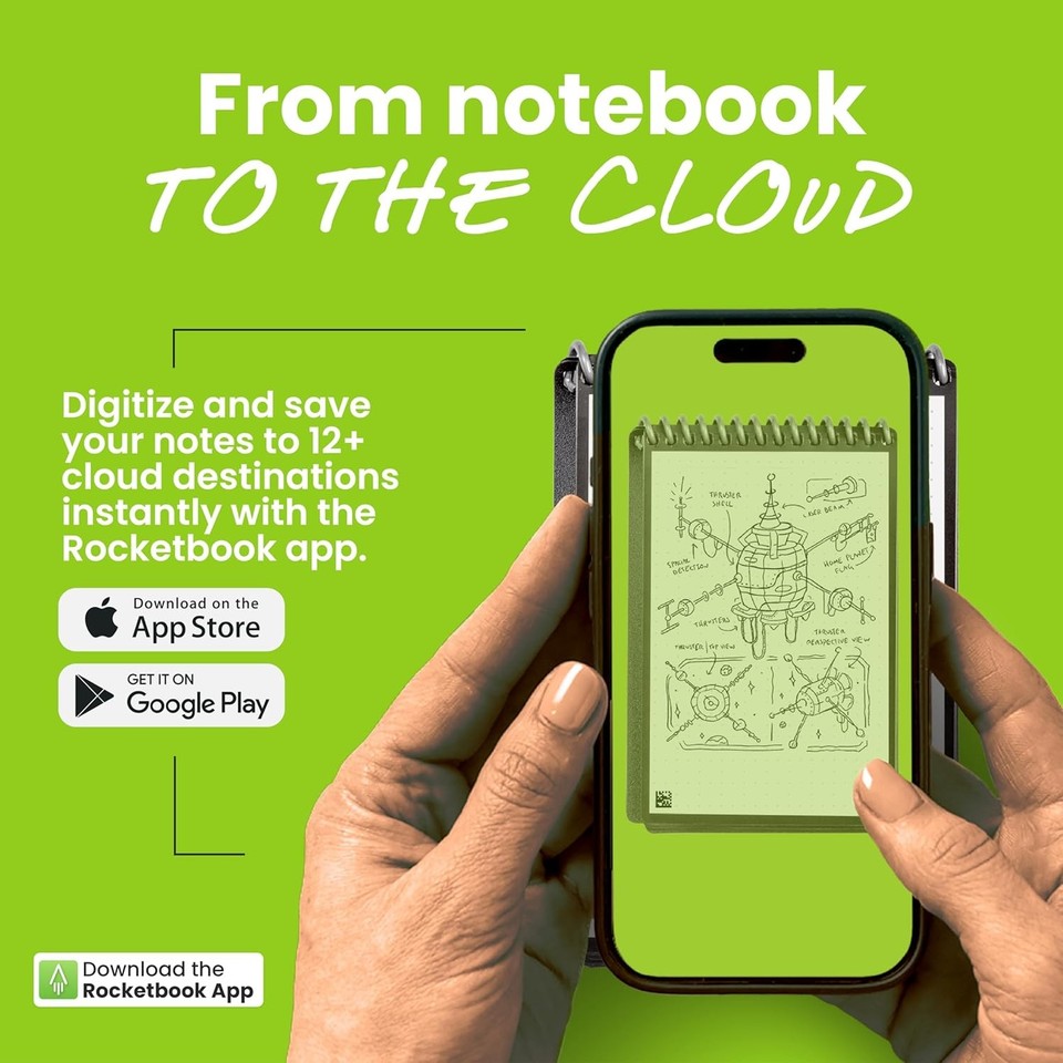 Rocketbook New Mini Reusable Smart Notepad, Pocket Size Notebook 3.5x5 ...