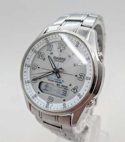 Casio LINEAGE LCW-M100D-7AJF Multi Band 6 White Dial Solar Watch | eBay
