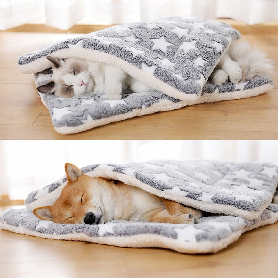 Pets Soft Warm Fleece Snuggle Blankets Cats Dogs Beds Mat Thermal Plush ...