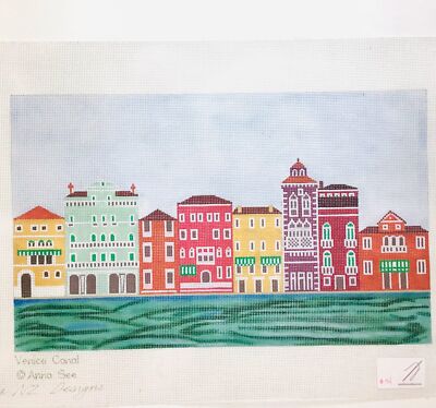Handpainted Needlepoint Canvas PLD Venice building facades on Grand ...