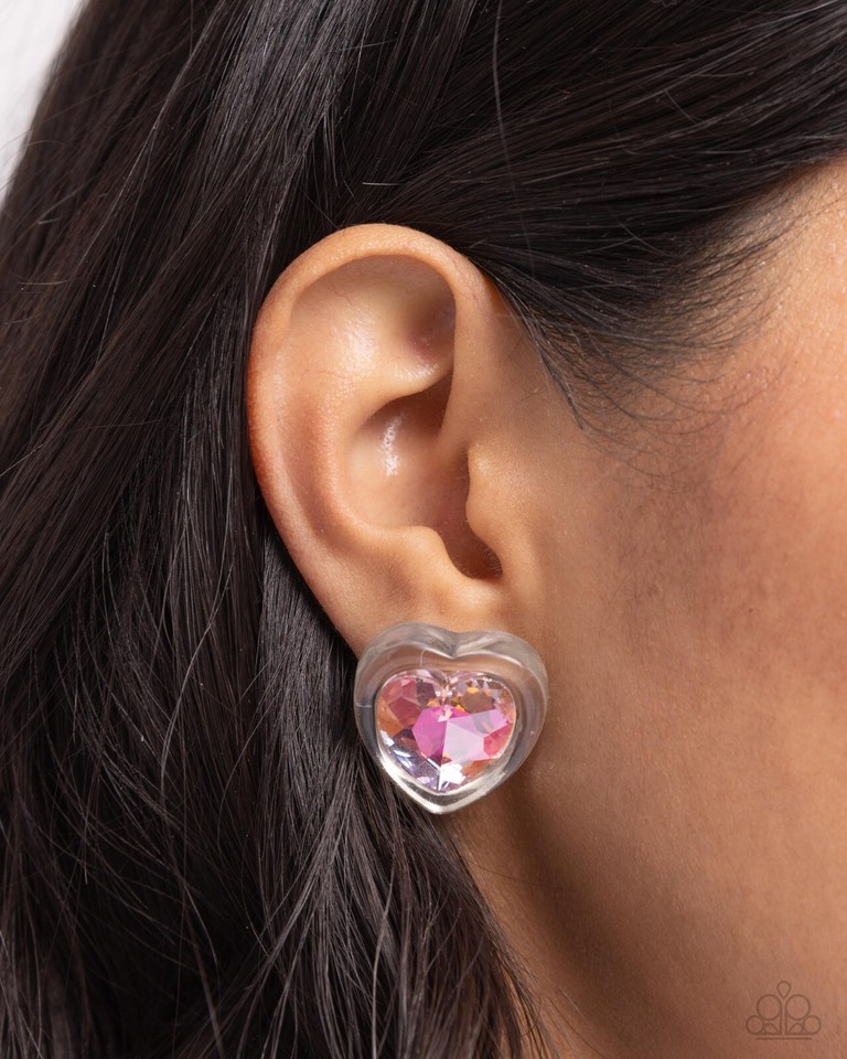 Paparazzi Heart-Pounding Haute - Pink- UV Gem - Post Earrings | eBay