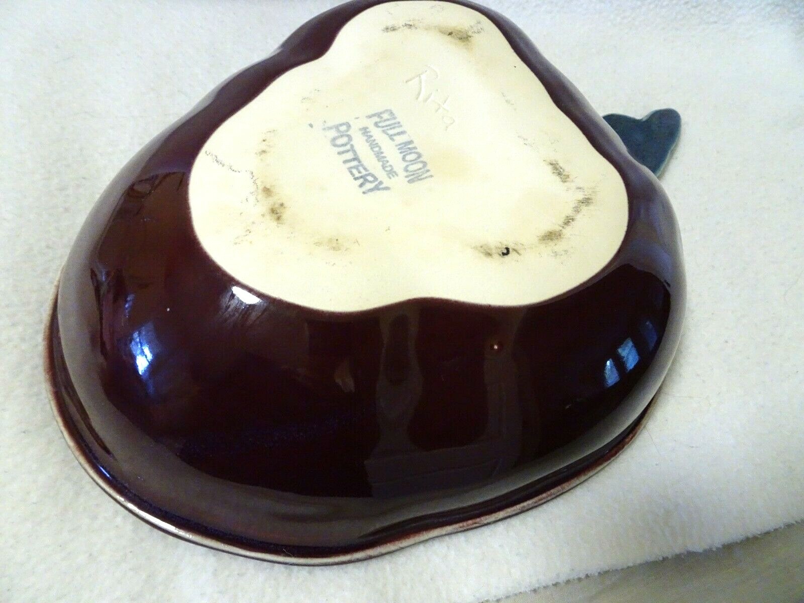 FULL MOON POTTERY-HANDMADE BY RITA-POTTERY APPLE SHAPED BOWL-SIGNED- | eBay