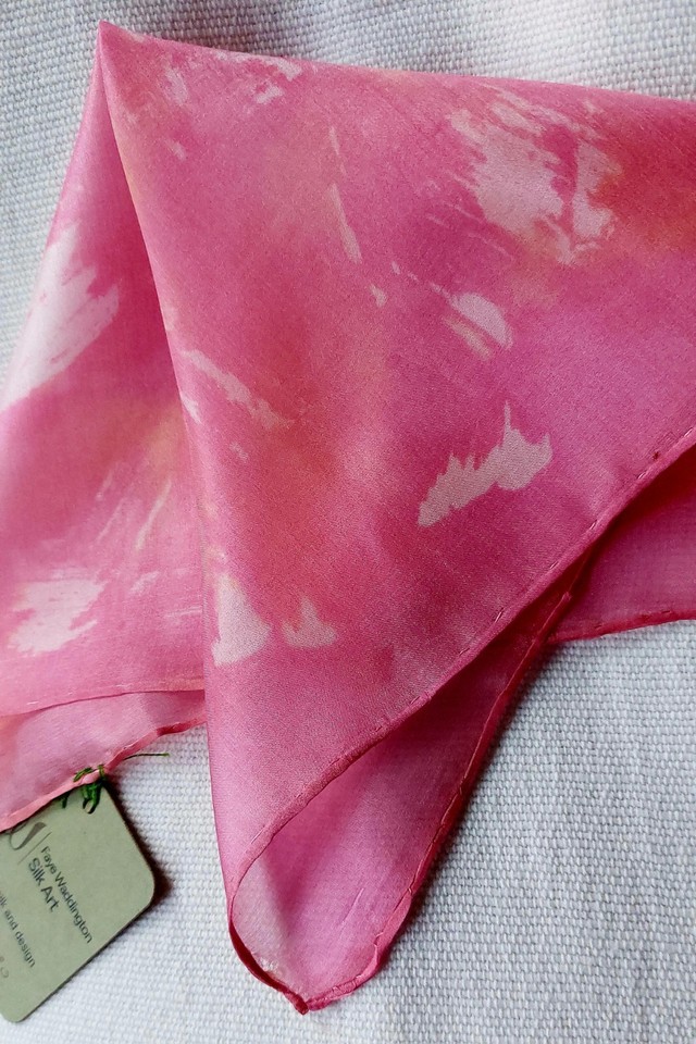 Soft Pink Handkerchief, Hand-painted PURE Silk, 28 X 28cm, Gift Wrapped ...