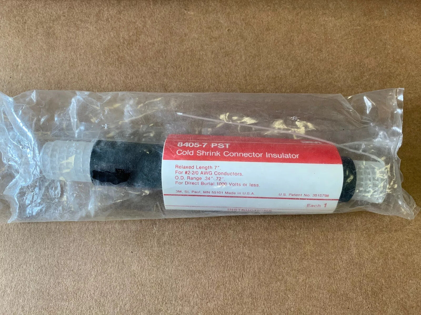 3M 8405-7PST COLD SHRINK CONNECTOR INSULATOR 7 INCHES LONG 8405-7 PST ...