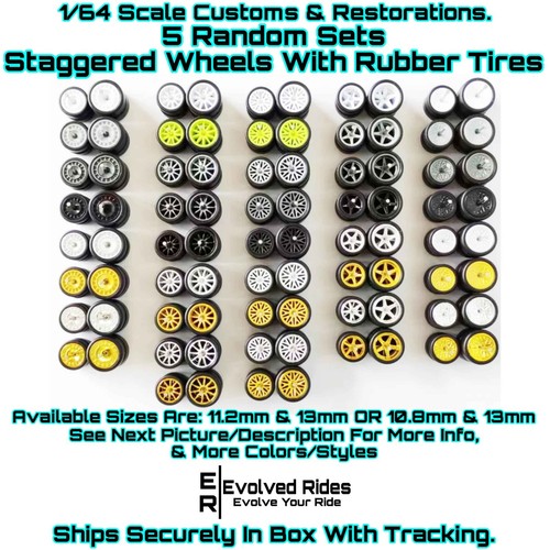 Staggered Wheels 5 Random Sets Real Rider 1/64 Scale Custom Restoration ...