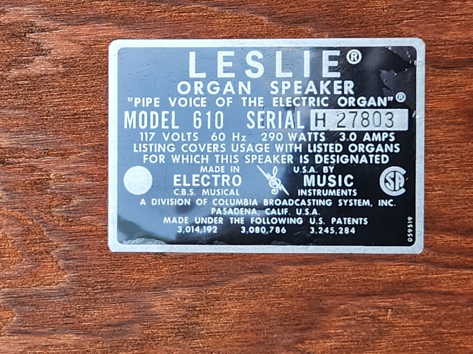Leslie Speaker 610 Cabinet Serial # H27803 | eBay