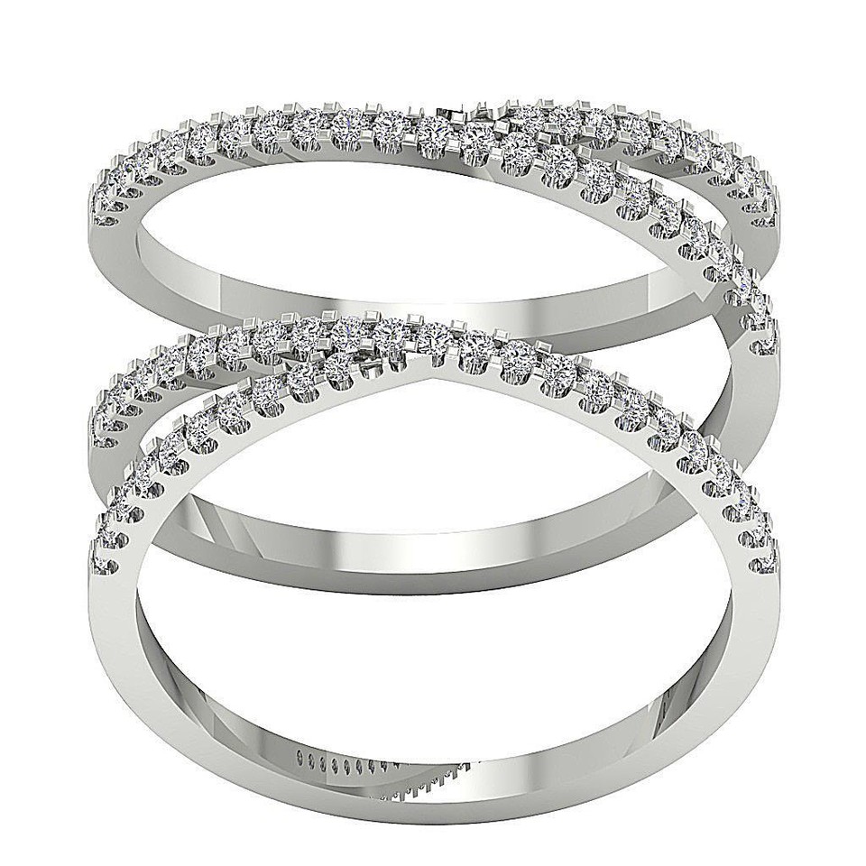 Round Diamond Triple Wedding Ring SI1 G 0.55Ct 14K Yellow Gold Prong ...